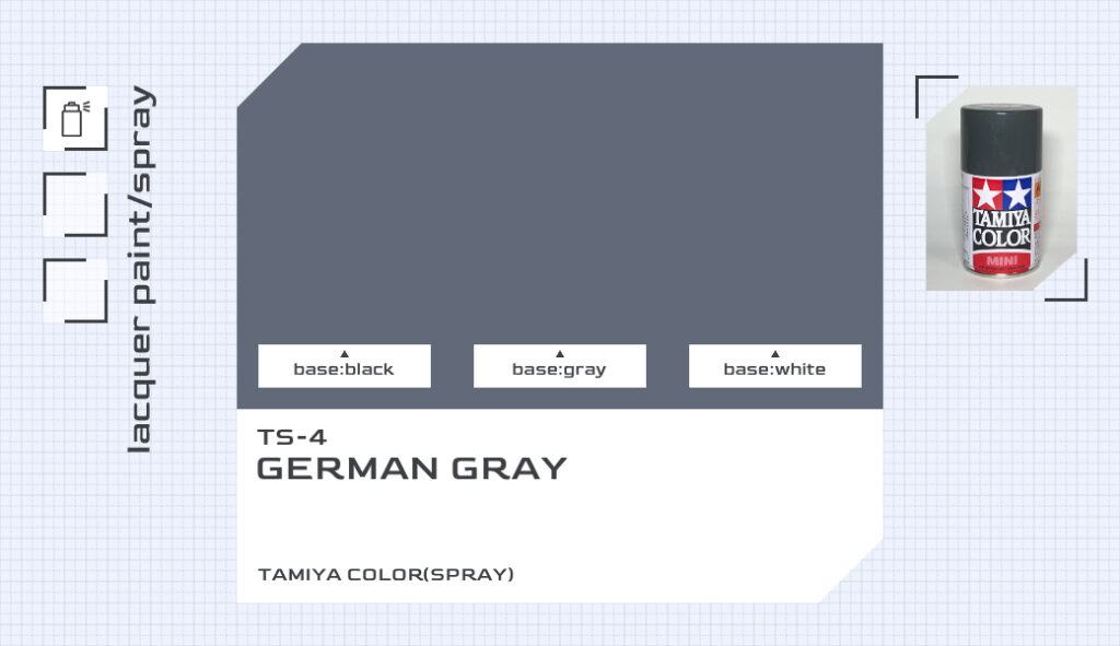 TS-4 ジャーマングレイ｜タミヤカラー（スプレー式）色比較・見本 | ズボプラ｜ズボラのプラモデル備忘録