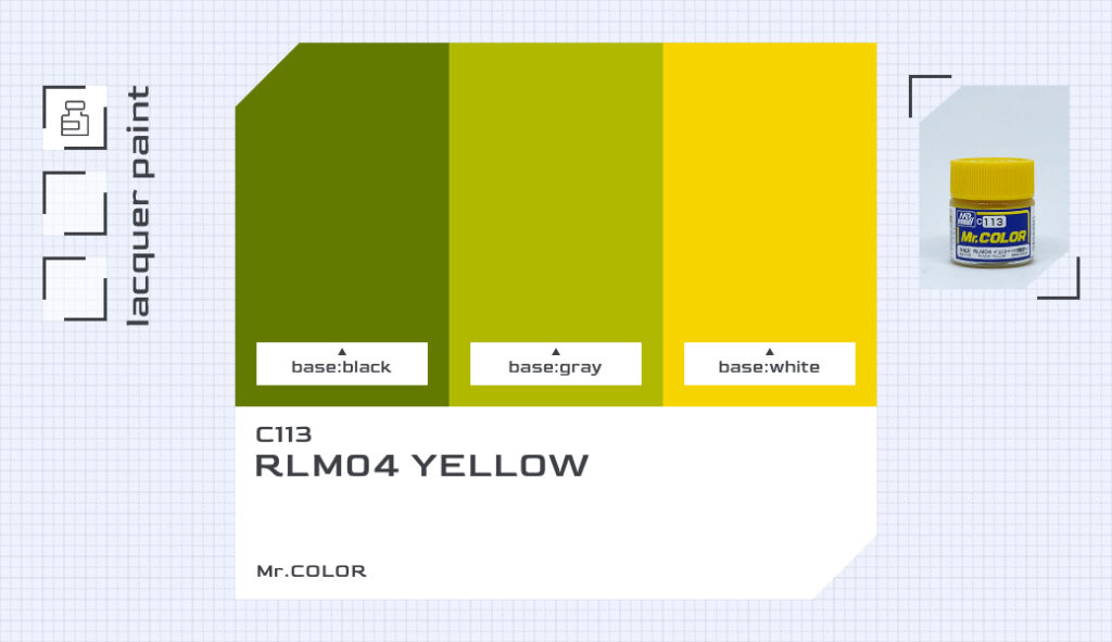 C113 RLM04イエロー｜Mr.カラー色比較・見本 | ズボプラ｜ズボラのプラモデル備忘録