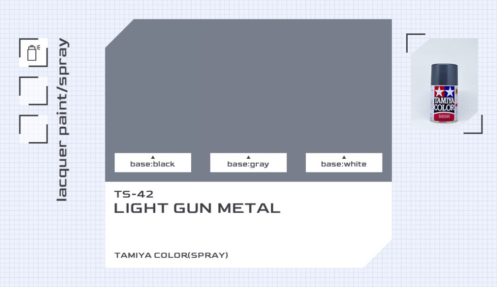 TS-42 ライトガンメタル｜タミヤカラー（スプレー式）色比較・見本 | ズボプラ｜ズボラのプラモデル備忘録